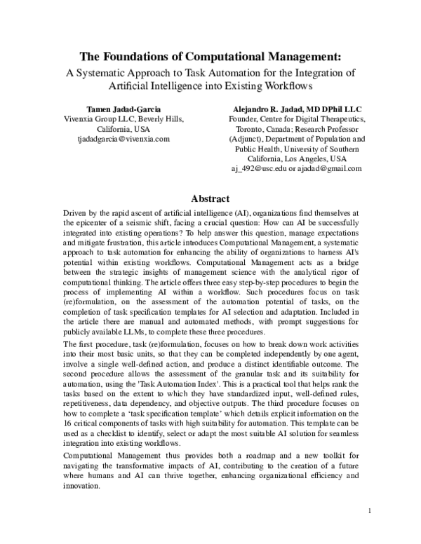 (PDF) The Foundations of Computational Management: A Systematic ...