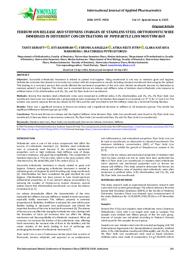 (PDF) FERRUM ION RELEASE AND STIFFNESS CHANGES OF STAINLESS STEEL ...