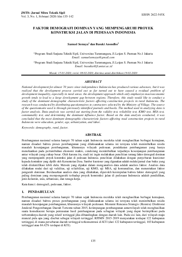 (PDF) Faktor Demografi Dominan Yang Mempengaruhi Proyek Konstruksi ...