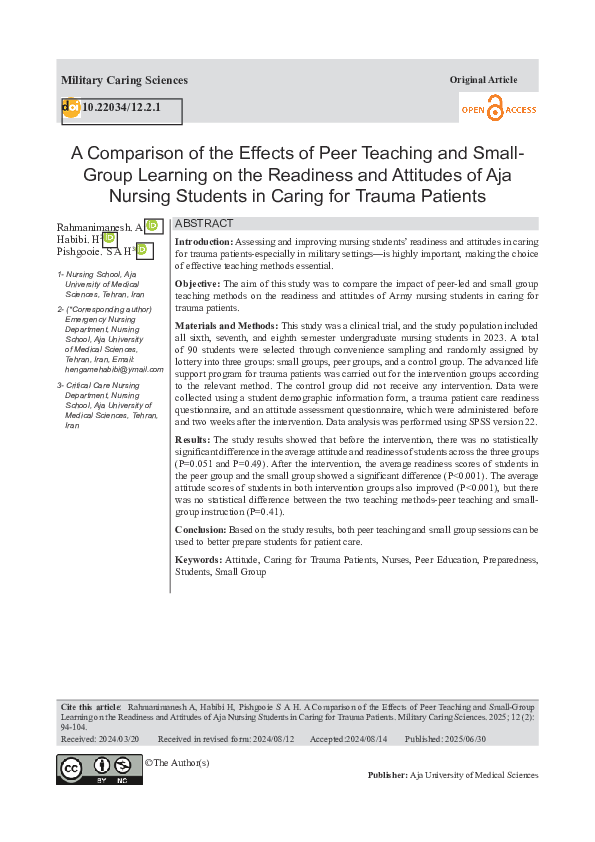 (PDF) A Comparison of the Effects of Peer Teaching and Small-Group ...