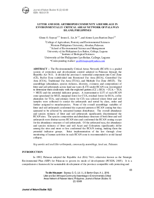 (PDF) Litter and Soil Arthropod Community Assemblage in Environmentally ...