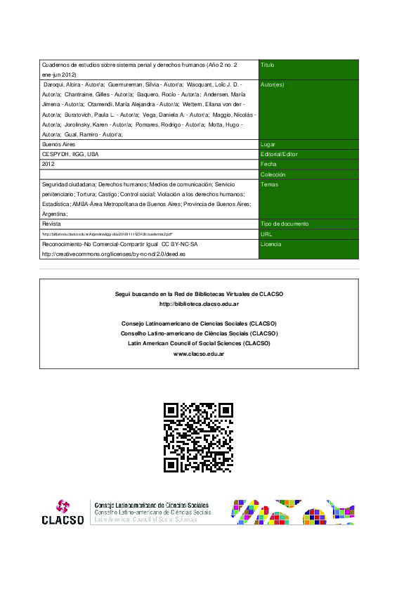 (PDF) Cuadernos de estudios sobre sistema penal y derechos humanos (Año ...