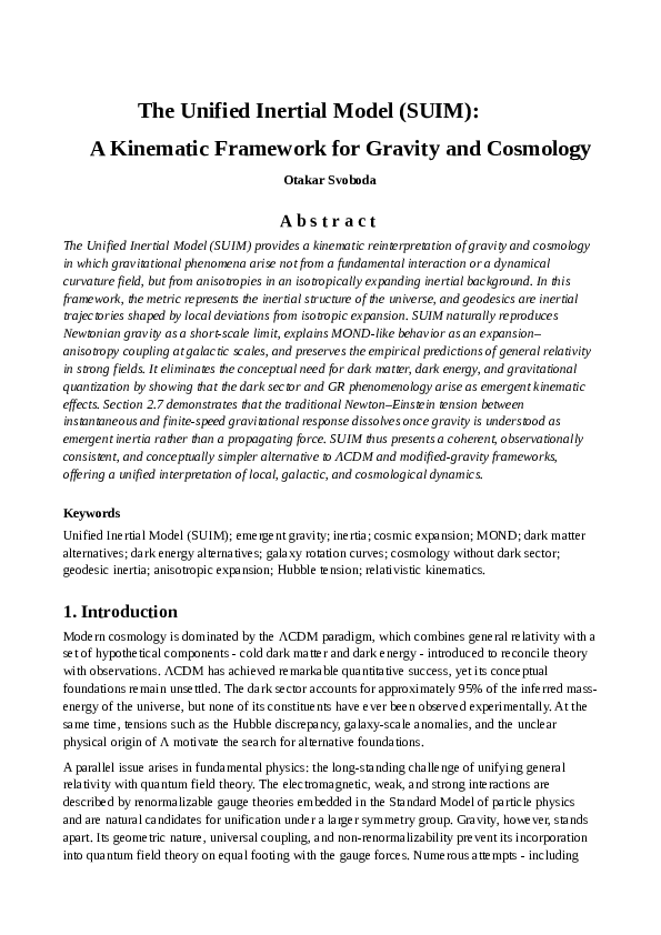 (PDF) The Unified Inertial Model (SUIM): A Kinematic Framework for ...