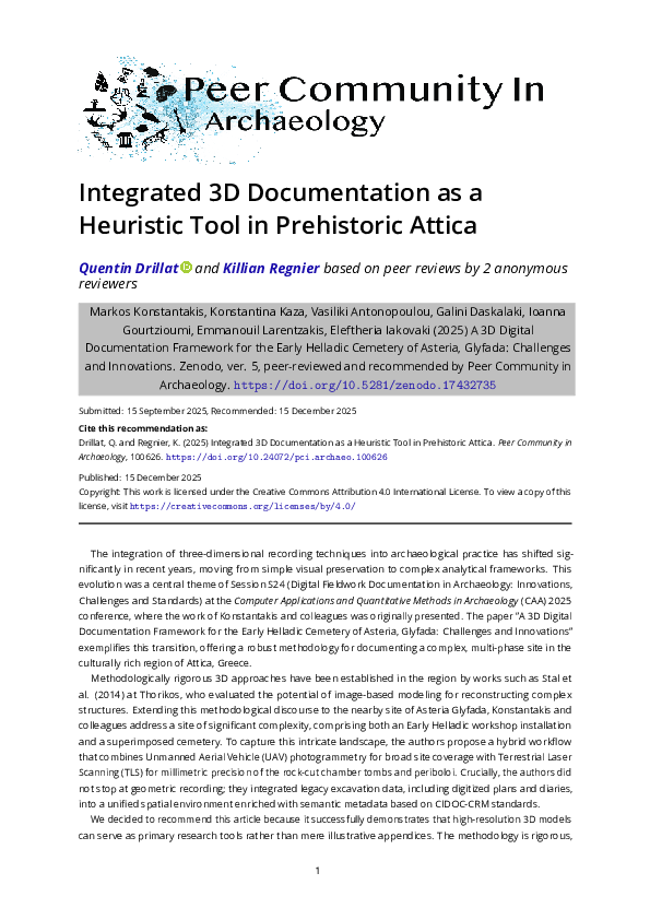 (PDF) Integrated 3D Documentation as a Heuristic Tool in Prehistoric Attica