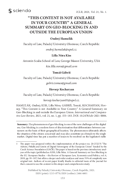 (PDF) “This Content is not Available in your Country” A General Summary ...
