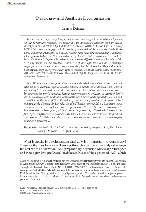 (PDF) Democracy and Aesthetic Decolonization