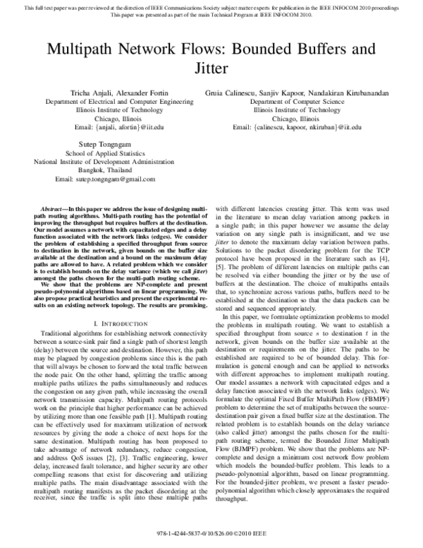 (PDF) Multipath Network Flows: Bounded Buffers and Jitter