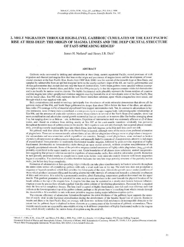 (PDF) Melt Migration through High-Level Gabbroic Cumulates of the East ...