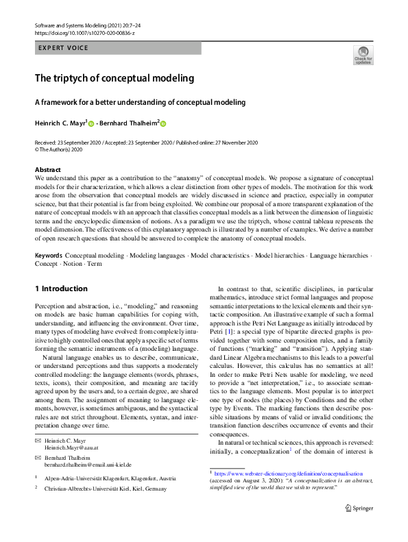 (PDF) The triptych of conceptual modeling