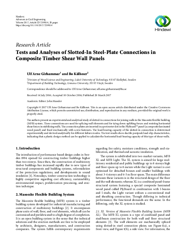 (PDF) Tests and Analyses of Slotted-In Steel-Plate Connections in ...