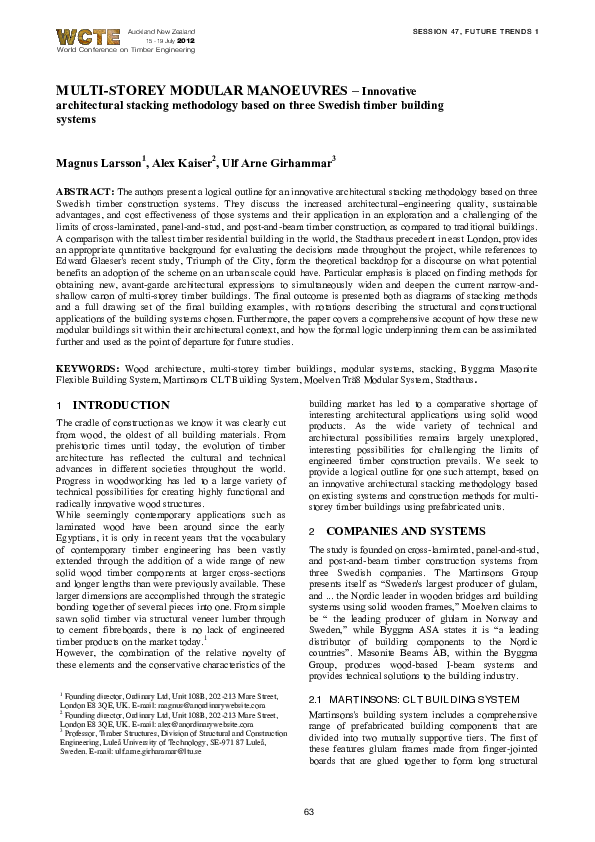 (PDF) Multi-storey modular manoeuvres : Innovative architectural ...