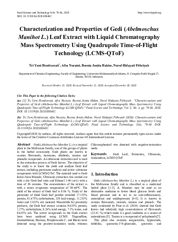 (PDF) Characterization and Properties of Gedi (Abelmoschus Manihot L ...