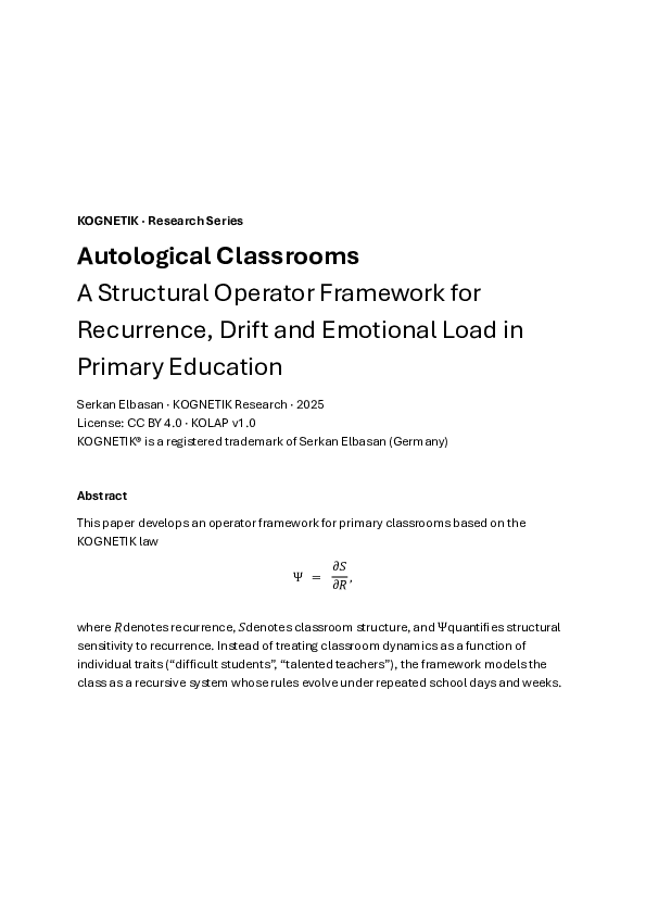 (PDF) Autological Classrooms: A Structural Operator Framework for ...