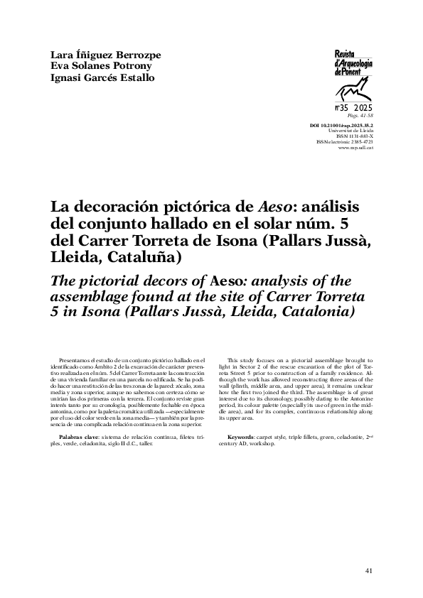 (PDF) La decoración pictórica de Aeso: análisis del conjunto hallado en ...