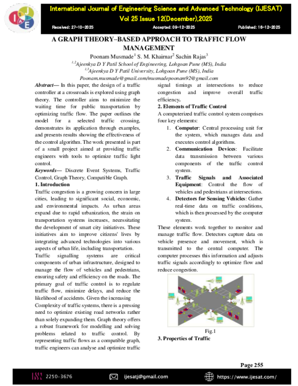 (PDF) A GRAPH THEORY–BASED APPROACH TO TRAFFIC FLOW MANAGEMENT