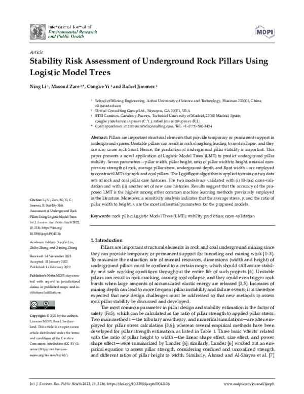 (PDF) Stability Risk Assessment of Underground Rock Pillars Using ...