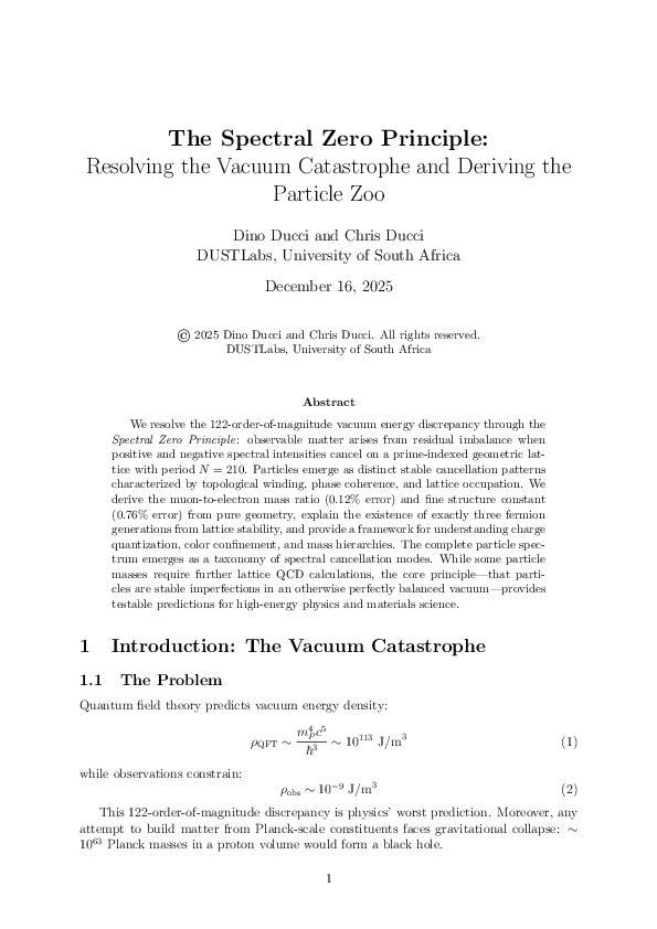 (PDF) The Spectral Zero Principle: Resolving the Vacuum Catastrophe and ...