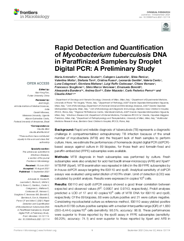 (PDF) Rapid Detection and Quantification of Mycobacterium tuberculosis ...