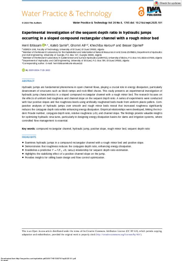 (PDF) Experimental investigation of the sequent depth ratio in ...