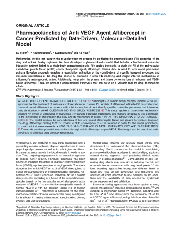 (PDF) Pharmacokinetics of Anti‐VEGF Agent Aflibercept in Cancer ...