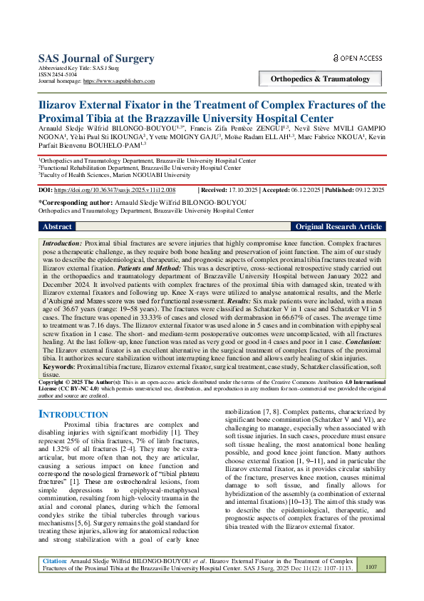 (PDF) Ilizarov External Fixator in the Treatment of Complex Fractures ...