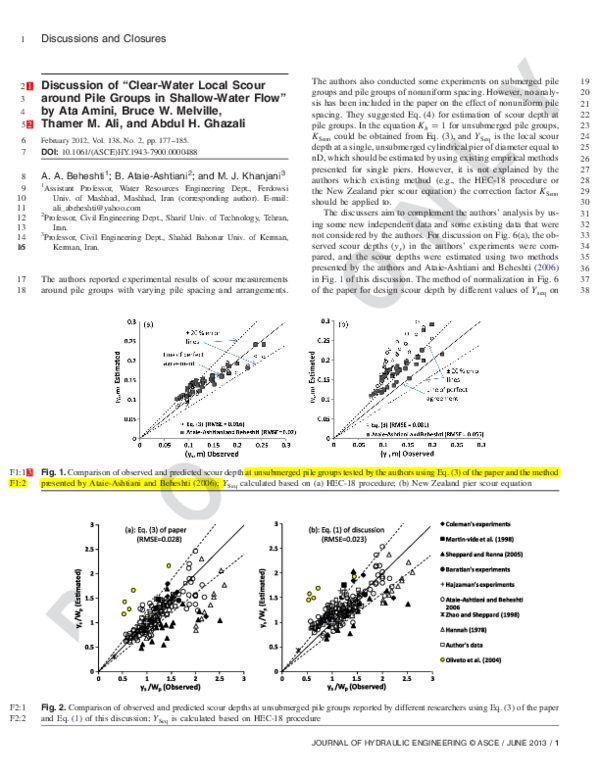 (PDF) 2 1 Discussion of "Clear-Water Local Scour 3 around Pile Groups ...