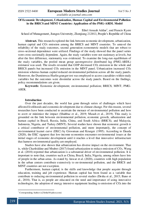 (PDF) Of Economic Development, Urbanization, Human Capital and ...