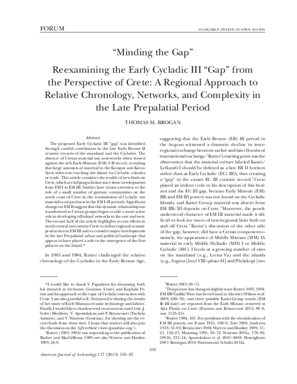 (PDF) “Minding the Gap”: Reexamining the Early Cycladic III “Gap” from ...