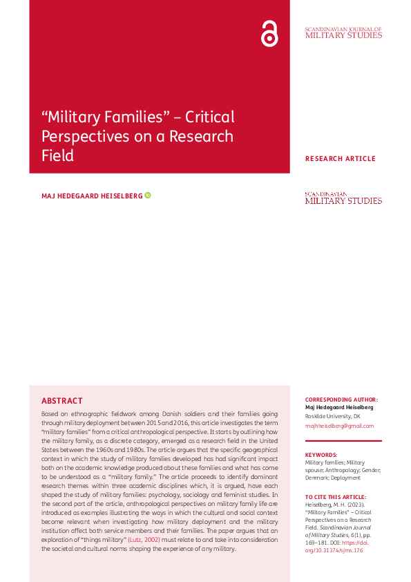 (PDF) “Military Families” – Critical Perspectives on a Research Field