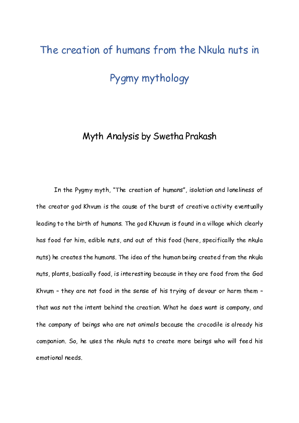(PDF) The creation of humans from the Nkula nuts in Pygmy mythology
