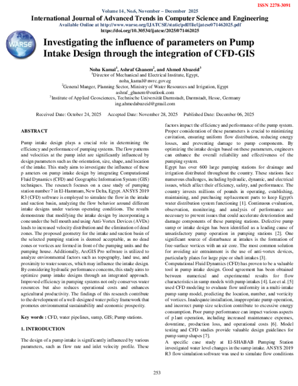 (PDF) Investigating the influence of parameters on Pump Intake Design ...