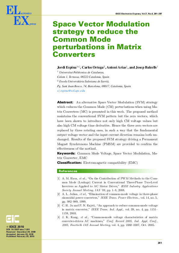 (PDF) Space Vector Modulation strategy to reduce the Common Mode ...