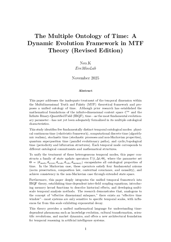 (PDF) The Multiple Ontology of Time: A Dynamic Evolution Framework in ...
