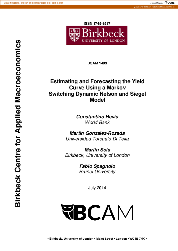(PDF) Estimating and Forecasting the Yield Curve Using a Markov Switching Dynamic Nelson and ...