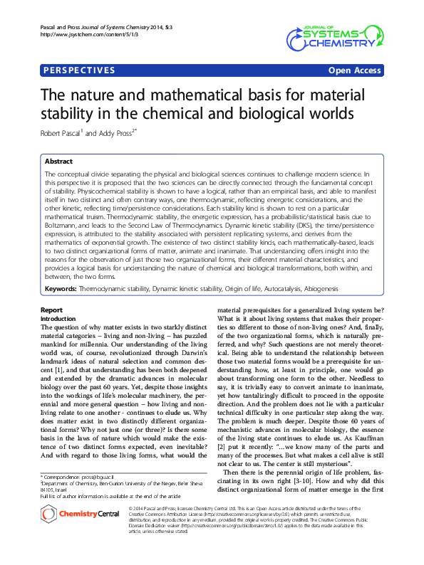 (PDF) The nature and mathematical basis for material stability in the ...