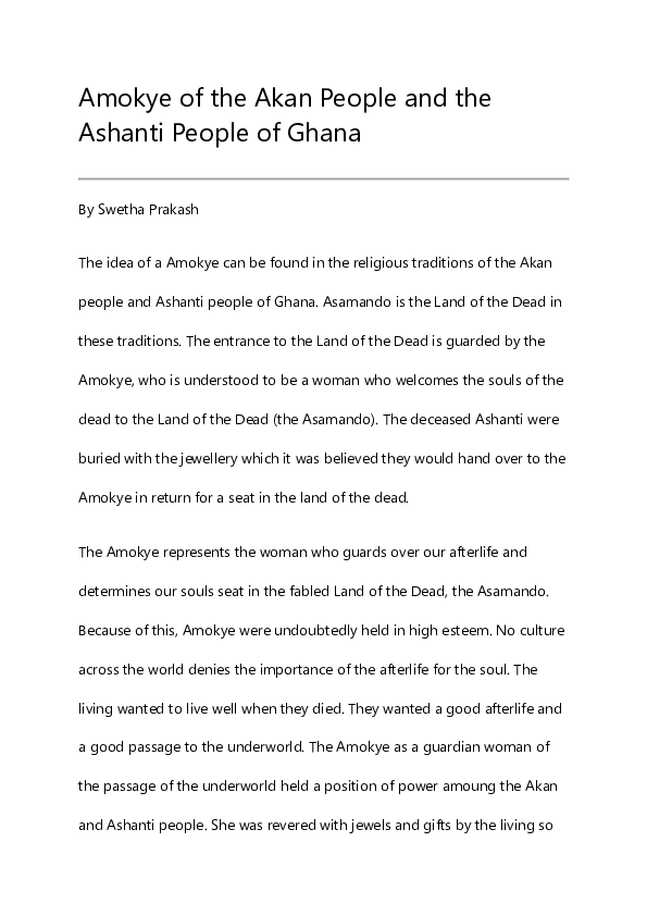 (PDF) Amokye of the Akan People and the Ashanti People of Ghana
