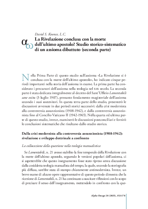 (PDF) La Rivelazione conclusa con la morte dell’ultimo apostolo? Studio ...