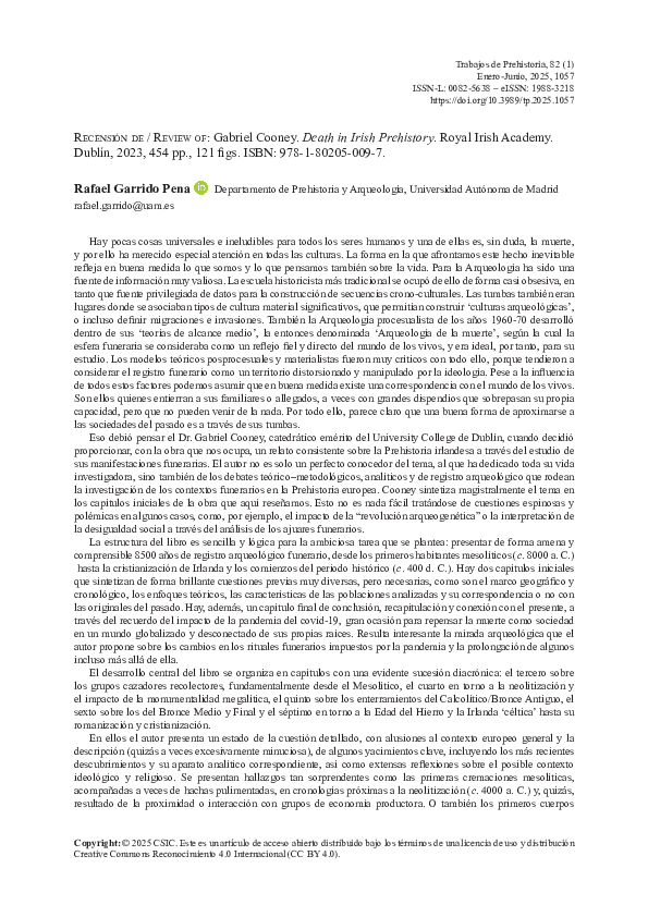 (PDF) Recensión de/Review of: Gabriel Cooney. Death in Irish Prehistory ...
