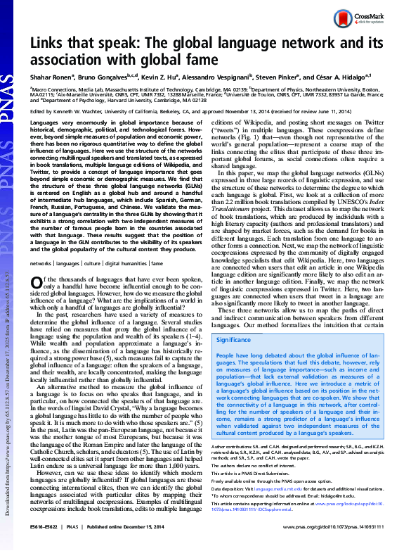 (PDF) Links that speak: The global language network and its association ...