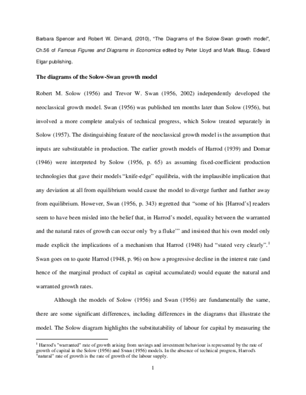 (PDF) The Diagrams of the Solow-Swan Growth Model