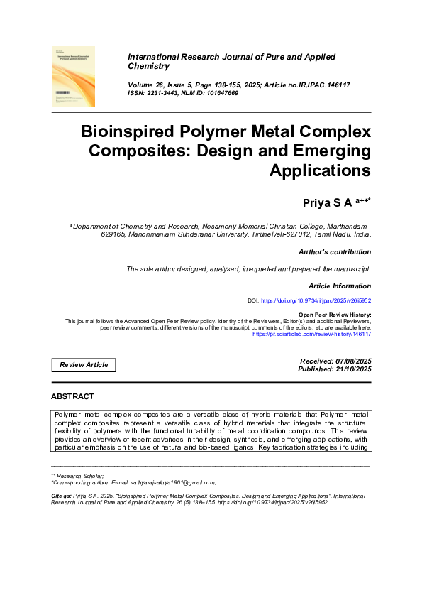 (PDF) Bioinspired Polymer Metal Complex Composites: Design and Emerging ...