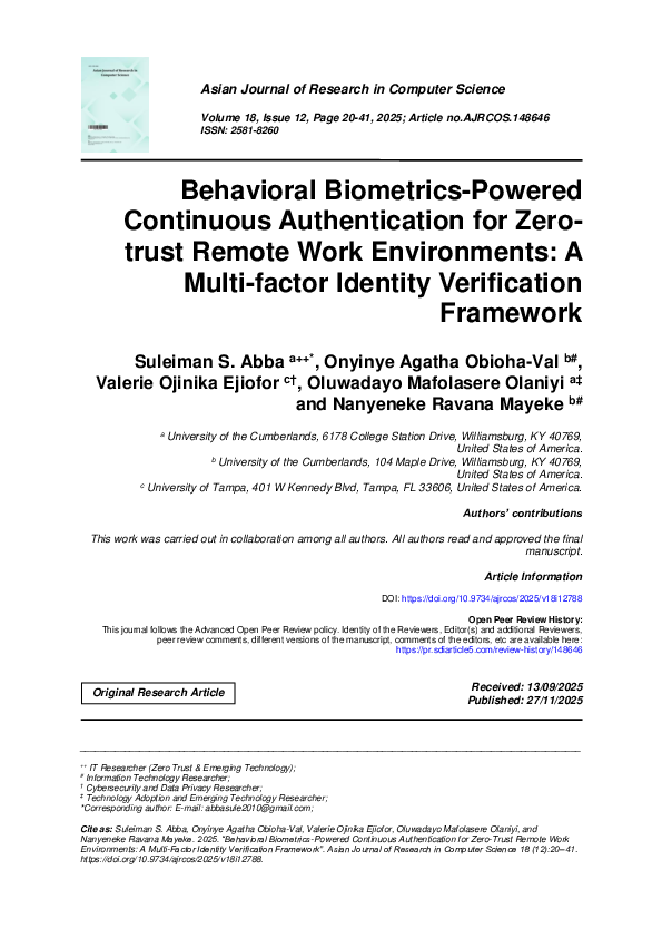 (PDF) Behavioral Biometrics-Powered Continuous Authentication for ...