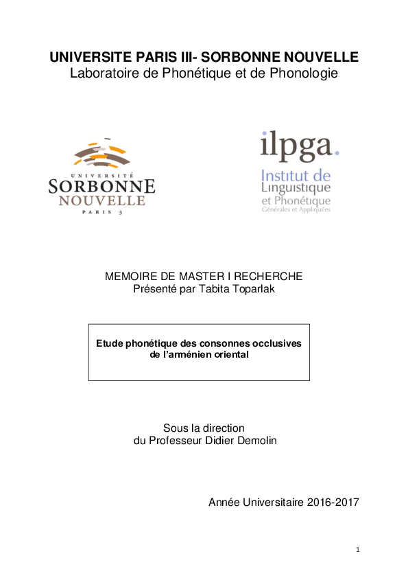 (PDF) A Phonetic Study of Stop Consonants of Standard Eastern Armenian