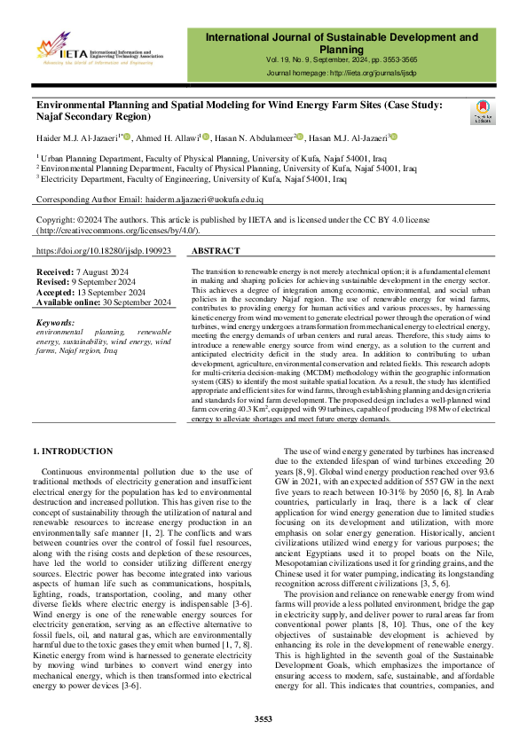 (PDF) Environmental Planning and Spatial Modeling for Wind Energy Farm ...