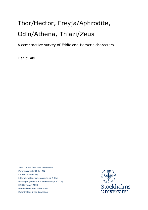 (PDF) Thor/Hector, Freyja/Aphrodite, Odin/Athena, Thiazi/Zeus: A comparative survey of Eddic and ...
