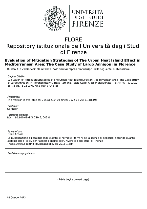 (PDF) Evaluation of Mitigation Strategies of the Urban Heat Island ...