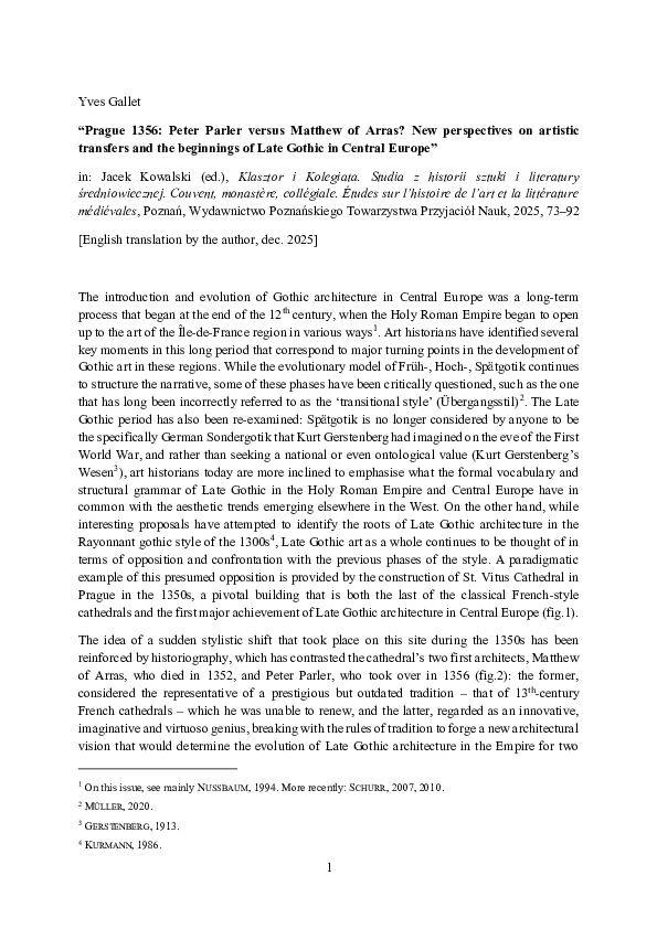 (PDF) Prague 1356: Peter Parler versus Matthew of Arras? New ...