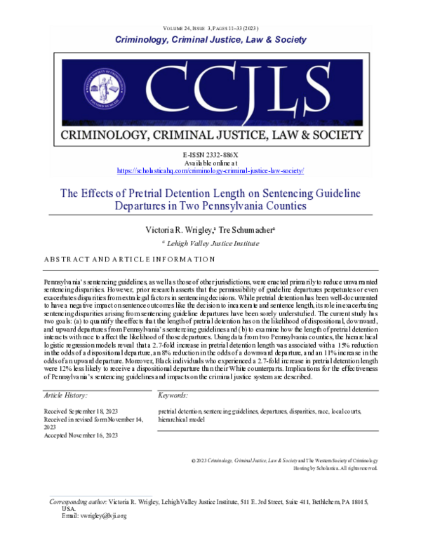 (PDF) The Effects of Pretrial Detention Length on Sentencing Guideline ...