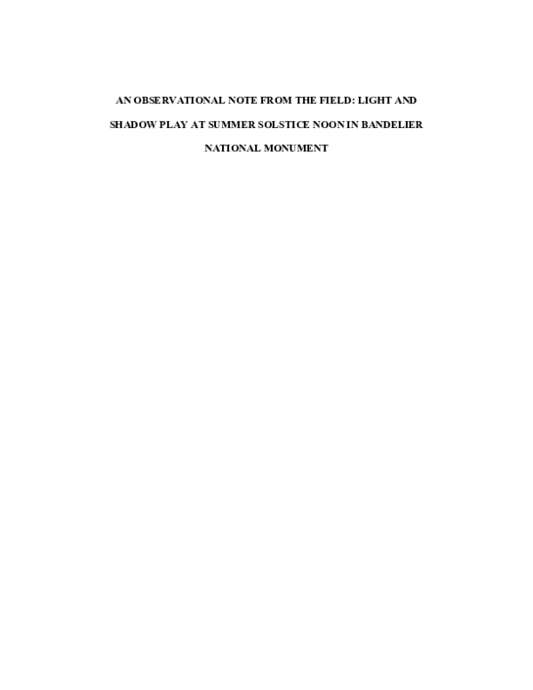 (PDF) AN OBSERVATIONAL NOTE FROM THE FIELD: LIGHT AND SHADOW PLAY AT ...