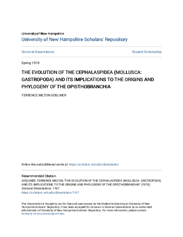 (PDF) The Evolution of the Cephalaspidea (Mollusca: Gastropoda) and Its ...